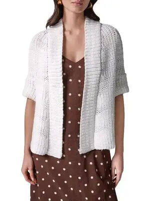 Donna Karan New York Drop Shoulder Open Front Cardigan - Cream