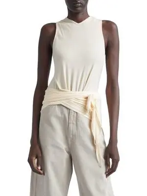 LEMAIRE Sleeveless Jersey Wrap Top - Cream
