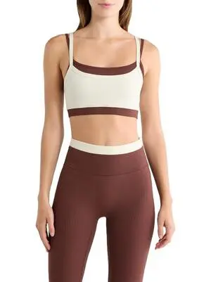 Year Of Ours Layered Rib Sports Bra - Shell/chocolate