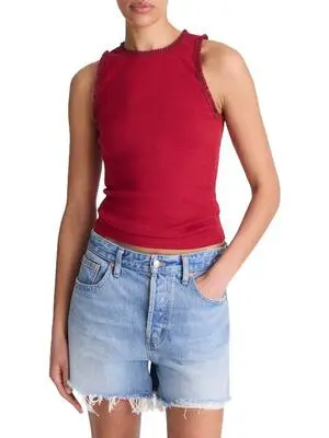 Madewell Lace Trim Rib Tank - Red Currant