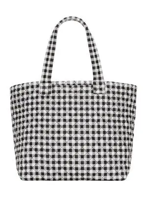 Mz Wallace MZ Wallace Large Metro Deluxe Quilted Nylon Tote Black/white Gingham