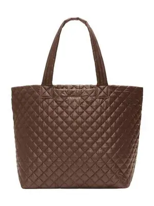 Mz Wallace Large Metro Deluxe Quilted Nylon Tote - Walnut Brown