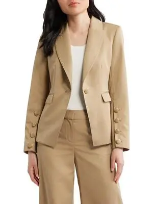 TAHARI ASL One-button Peak Lapel Jacket - Khaki