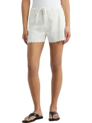 Rag & Bone Ultra Featherweight Nolan Drawstring Denim Shorts - White Scallop