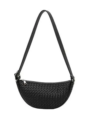 AMASOUK Hilal Woven Leather Sling Bag - Black