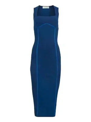 FLEUR DU MAL Scoop Neck Midi Dress - Blue