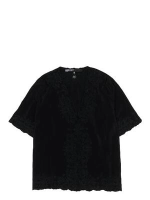 Bimba Y Lola Embroidered Shirt With V-neck - Black