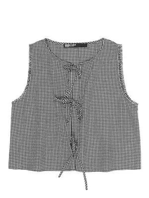 Bimba Y Lola Sleeveless Checked Top With Bow Detail - Black