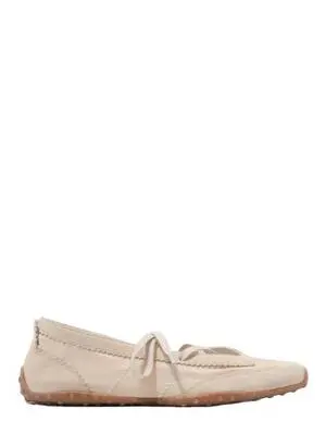 Bimba Y Lola Bone Suede And Nylon Sporty Ballerina Flats - Ivory