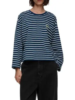 Bimba Y Lola Striped Cotton Blend T-shirt - Navy