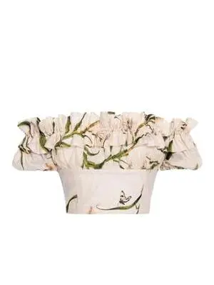 AGUA BENDITA Agua By Agua Bendita Pimienta Azucar Off-the-Shoulder Balloon Sleeve Cropped Top
