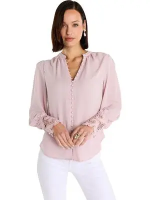 THE NOLI SHOP Blake Lace Sleeve Blouse - Blush