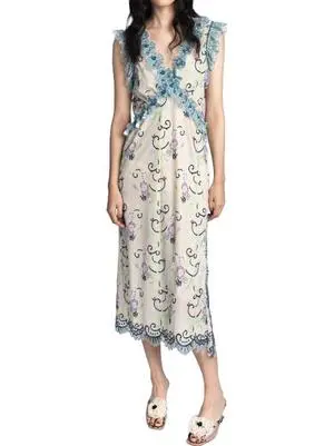 Anna Sui Lady Chatterley's Lace Dress - Denim Multi