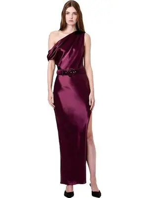 NICHOLAS Eartha Asymmetric One-shoulder Midi Dress - Blackberry