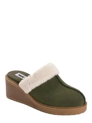MUK LUKS Sophia Faux Fur Trim Mule - Olive