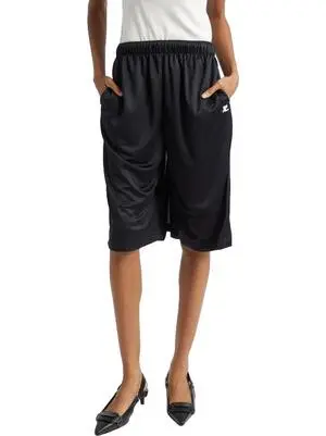 COURREGES Jersey Bermuda Shorts With Skirt Effect Back Panel - Black