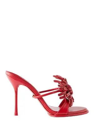 Cult Gaia Carla Embellished Leather High Heel Sandals - Red