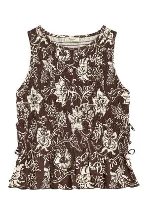 Madewell Smocked Side-tie Tank - Dark Brown