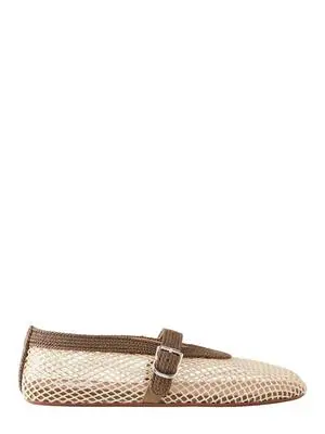 Alaïa Embroidered Mesh Ballet Flats - Green