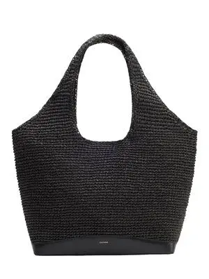 Cuyana Raffia Tote Bag With Top Handles - Black