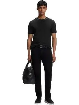BOSS Regular-fit T-shirt In Structured Cotton With Tipping Details - Black