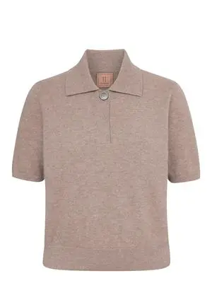 TT STUDIOS Dakota Cashmere Polo Shirt With Short Sleeves Sand