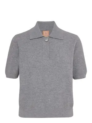 TT STUDIOS Dakota Cashmere Short Sleeve Polo Shirt Stone