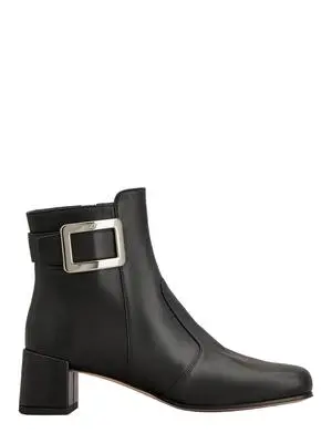 ROGER VIVIER Roger Vivier Polly Leather Ankle Boots With Buckle Detail
