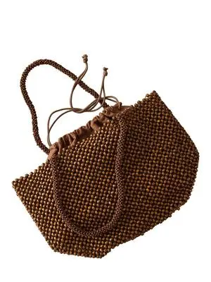 HAVEN WELL WITHIN Wooden Beaded Bag - Brown
