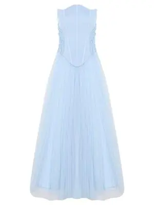 TUBA ERGIN Tuba Ergin Alie Corset Set With Stone Embellishments And Pleated Tulle Skirt