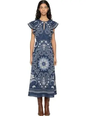 Sea Emelina Paisley Print Midi Dress - Black