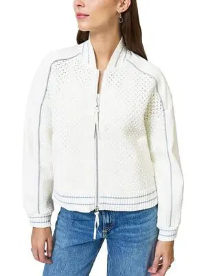 Central Park West Ophelia Crochet Sweater Bomber - Bone