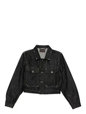 LEMAIRE Cropped Stud-embellished Denim Jacket - Blue
