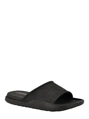 Calvin Klein Embossed Monogram Slides - Black