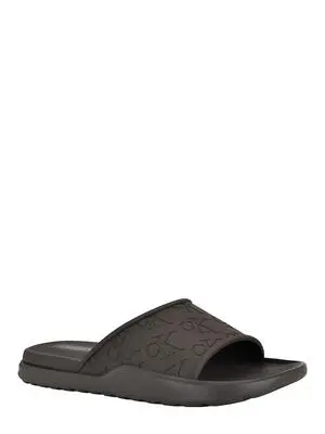 Calvin Klein Embossed Monogram Slides - Brown