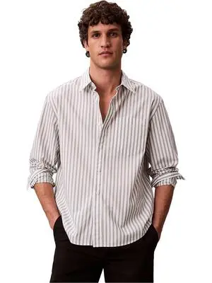 Calvin Klein Yarn-dyed Stripe Washed Poplin Shirt - Shadow