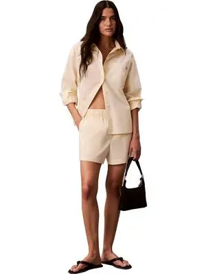 Calvin Klein Cotton Poplin Pull-on Shorts - Vanilla Custard