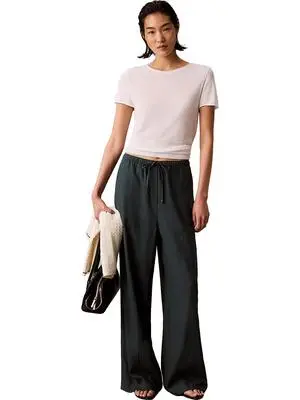 Calvin Klein Linen Blend Wide Leg Pull-on Pants - Biloxi Blues