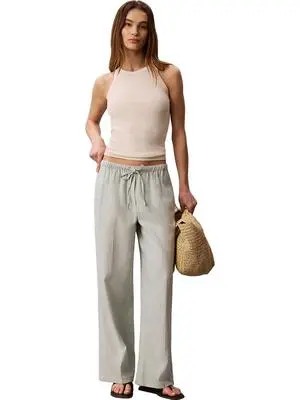 Calvin Klein Linen Blend Wide Leg Pull-on Pants - Plein Air