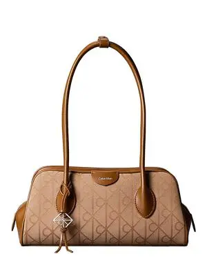Calvin Klein Allover Emblem Logo Jacquard Shoulder Bag - Cornstalk/tbd Aop Jqd