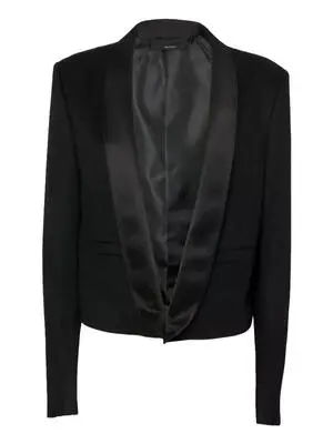 TOM FORD Satin Shawl Lapel Cropped Jacket - Black