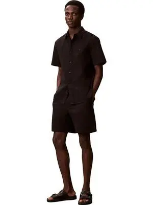 Calvin Klein Seersucker Pull-on Shorts - Black