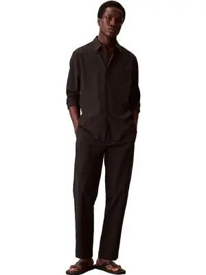 Calvin Klein Seersucker Straight Leg Trousers - Black