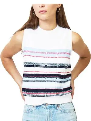 Central Park West Clover Novelty Stripe Shell Sweater - Multicolor
