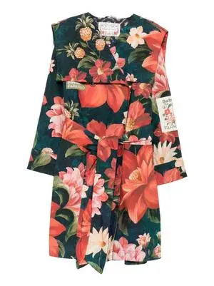 BARBOUR Barbour X Farm Rio Gardenia Floral-Print Belted Coat