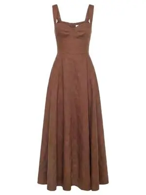 NICHOLAS Anya Maxi Dress In Mocha Linen - Brown