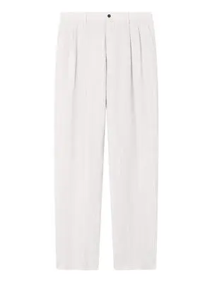 Giorgio Armani Double-pleat Linen Trousers With Pinstripes - Grey