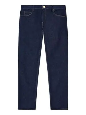 Giorgio Armani Regular-fit Five-pocket Trousers In Cotton And Modal - Blue