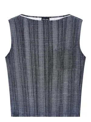 Giorgio Armani Two-tone Pleated Jersey Top - Grey