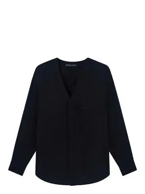 Giorgio Armani Cupro Basketweave Shirt Jacket - Black